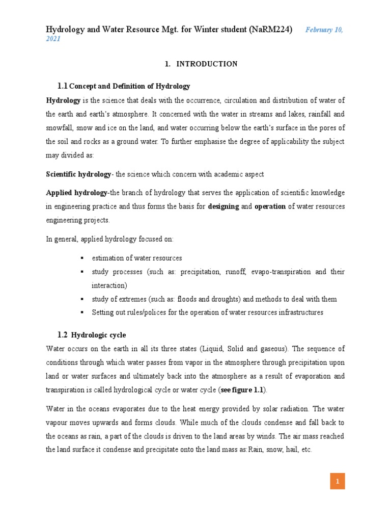 Hydrology and Water Resource MGT For Winter Narm | PDF | Evapotranspiration | Rain