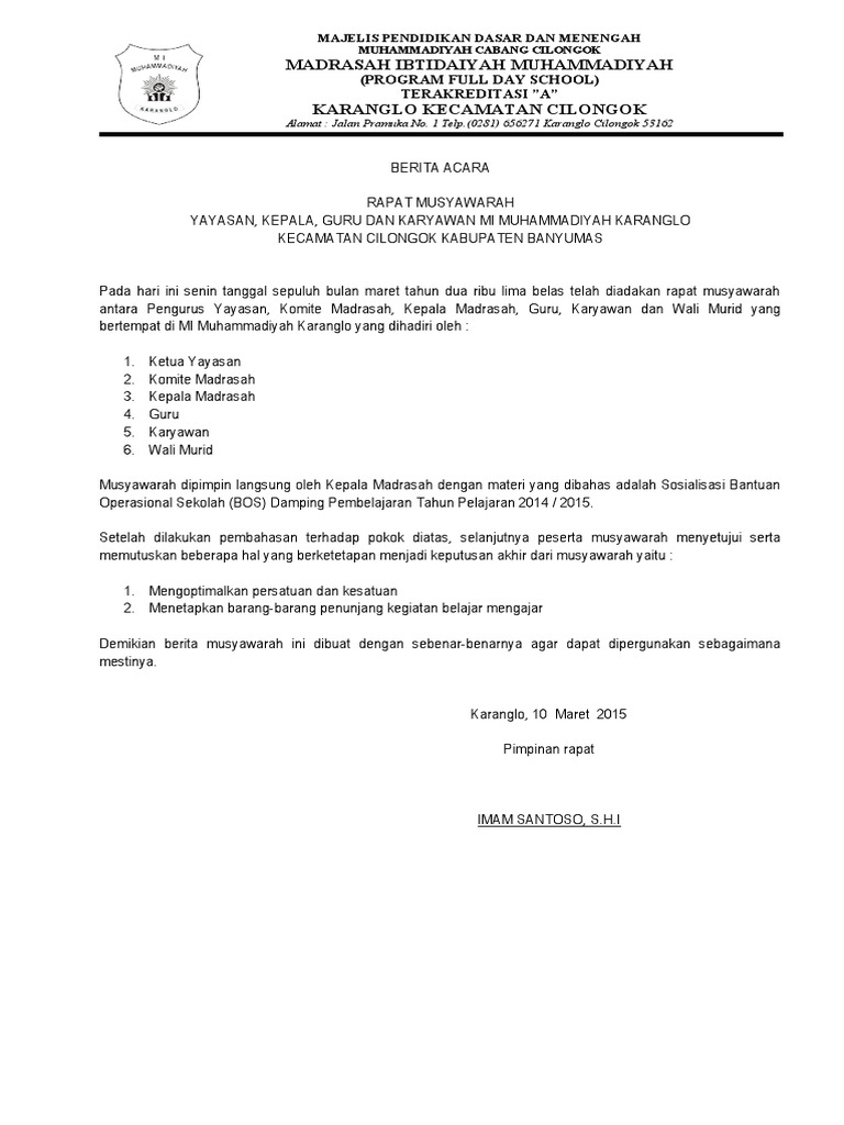 BA Rapat BOS Damping | PDF