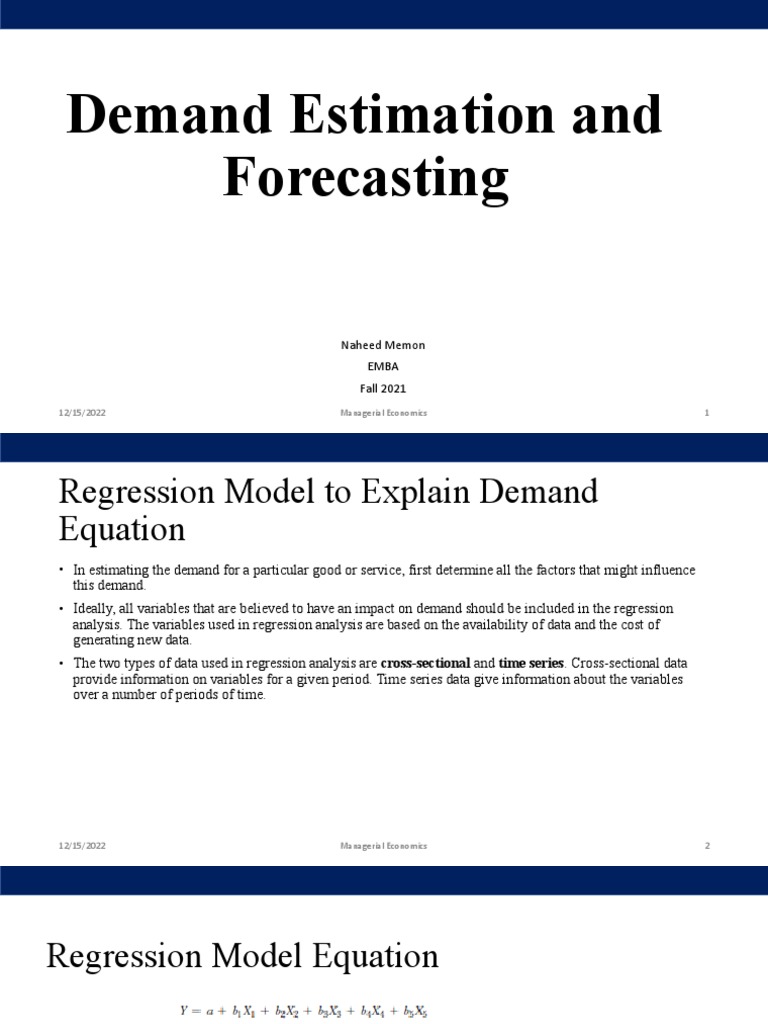 Demand Forecasting - Lecture 5 | PDF | Forecasting | Regression Analysis