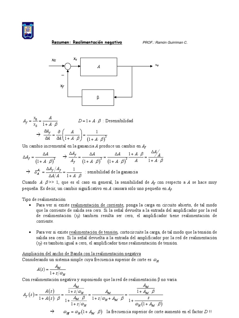 Realimentacion, Ejercicios | PDF | Realimentación | Electricidad