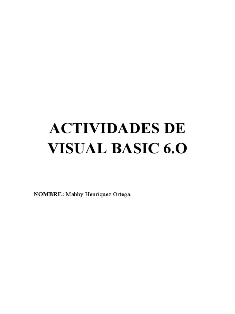 Actividades de Visual Basic 6.0 | PDF | Factura | Programación de computadoras