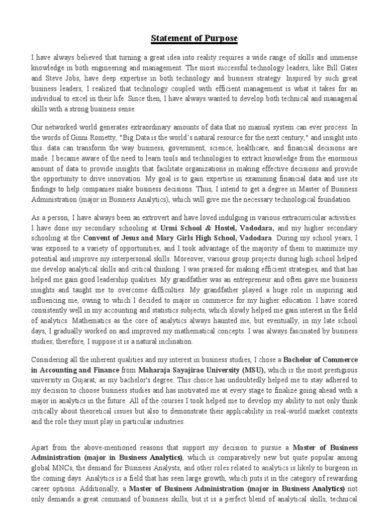 SOP MBA (Business Analytics) UCW | PDF | Analytics | Data