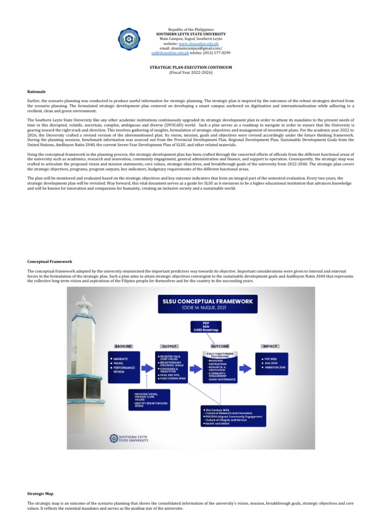 2 SLSU Strategic Plan Execution Continuum 2022 2026 | PDF | Curriculum ...