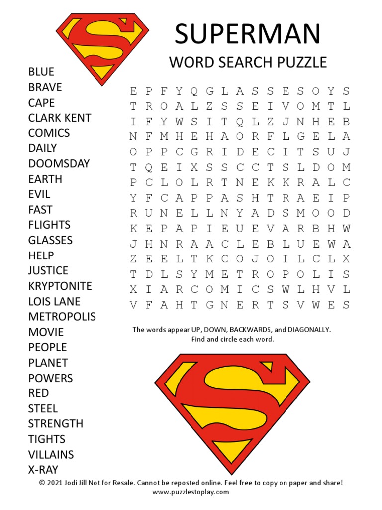Superman Word Search Puzzle Files | PDF