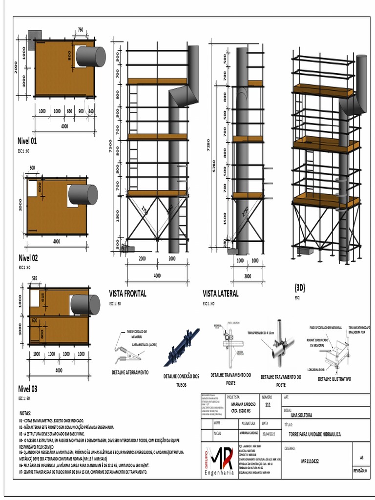 Projeto Mr1110422 - Torre para Unidade Hidraulica | PDF | Andaime | Materiais