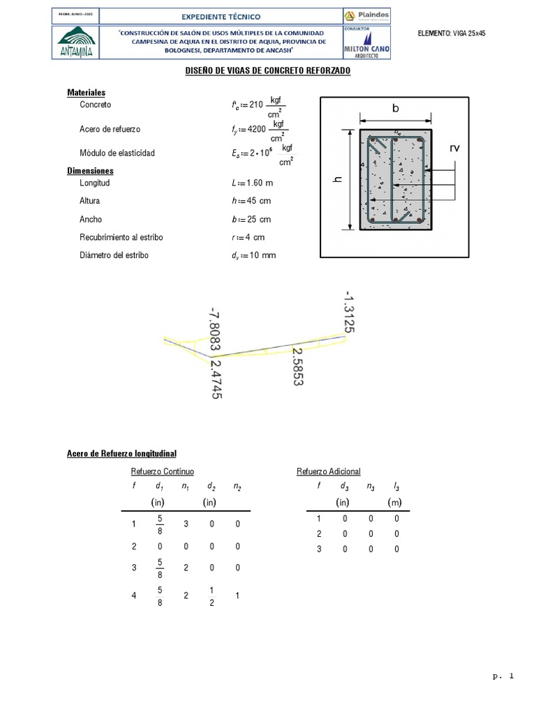 Viga 25X45 | PDF | Viga (Estructura) | Doblar