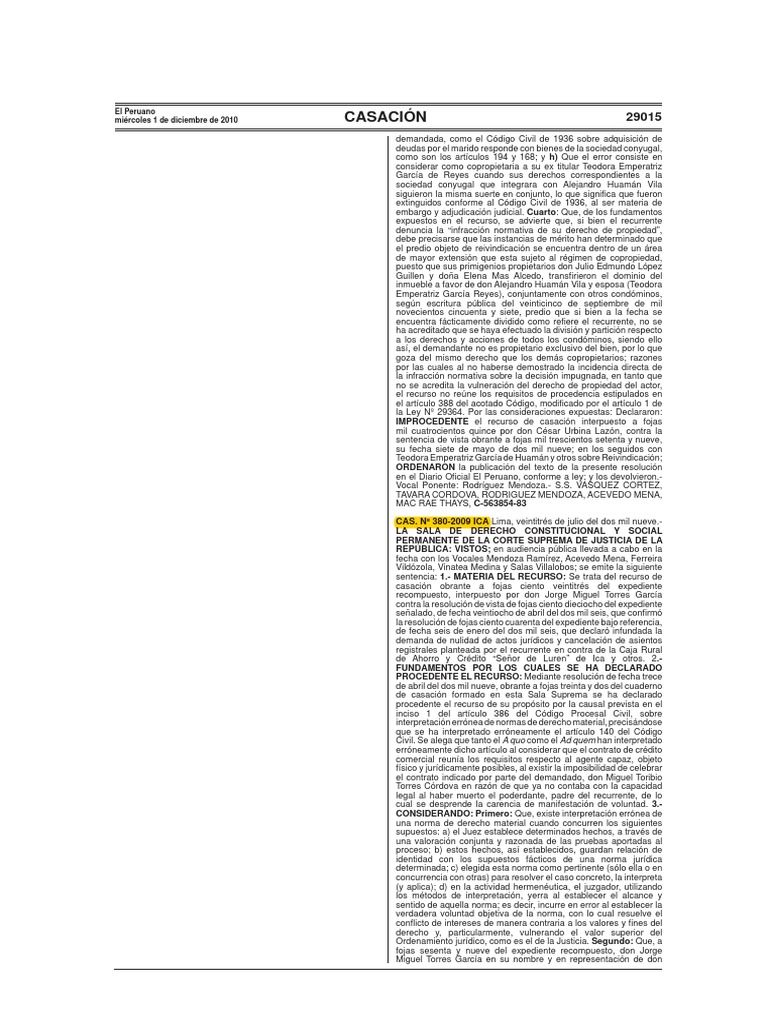 Cas-380-2009 Acto Juridico Mediante Representante | PDF | Derecho privado | Justicia