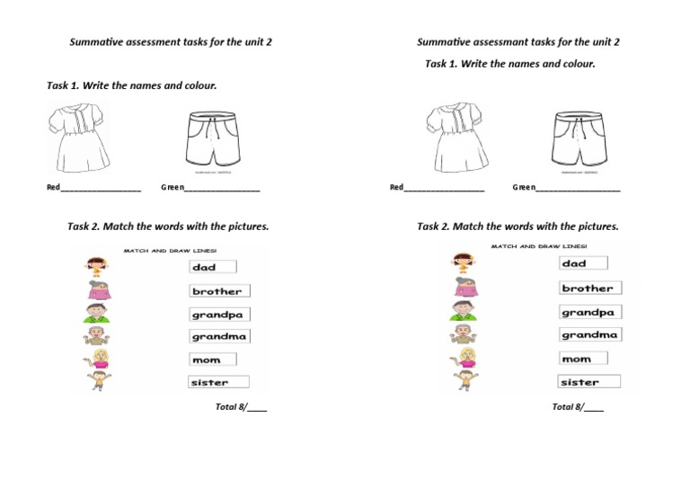 Summative Assessment Tasks For The Unit 2 Summative Assessmant Tasks ...