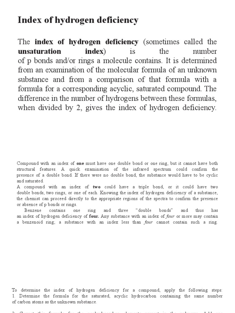 Index of Hydrogen Deficiency | Download Free PDF | Molecules | Chemical ...