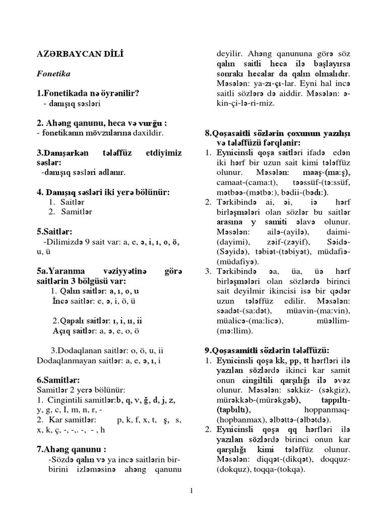 Az Dili Qısa Məlumat | PDF