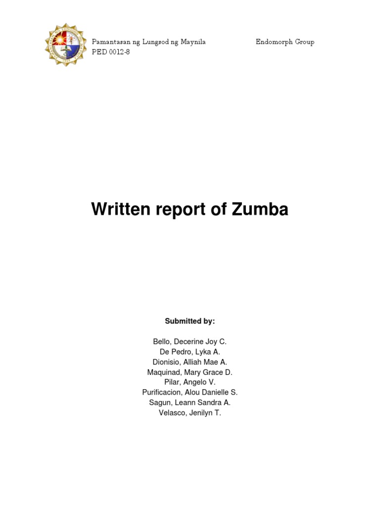 Written Report Zumba | PDF | Physical Fitness | Aerobic Exercise