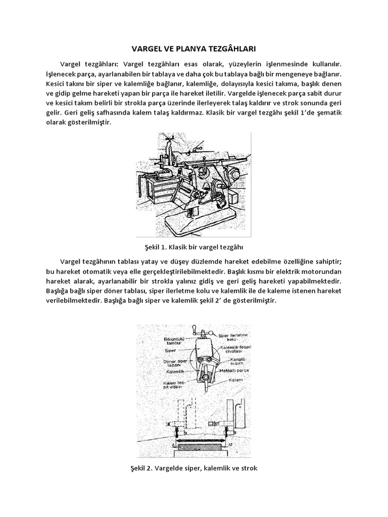 Vargel Ve Planya Tezgâhlari | PDF