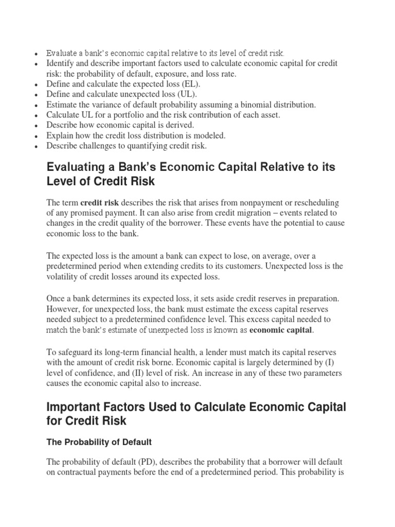 Expected vs Unexpected Loss in Credit Risk | PDF | Financial Risk | Credit