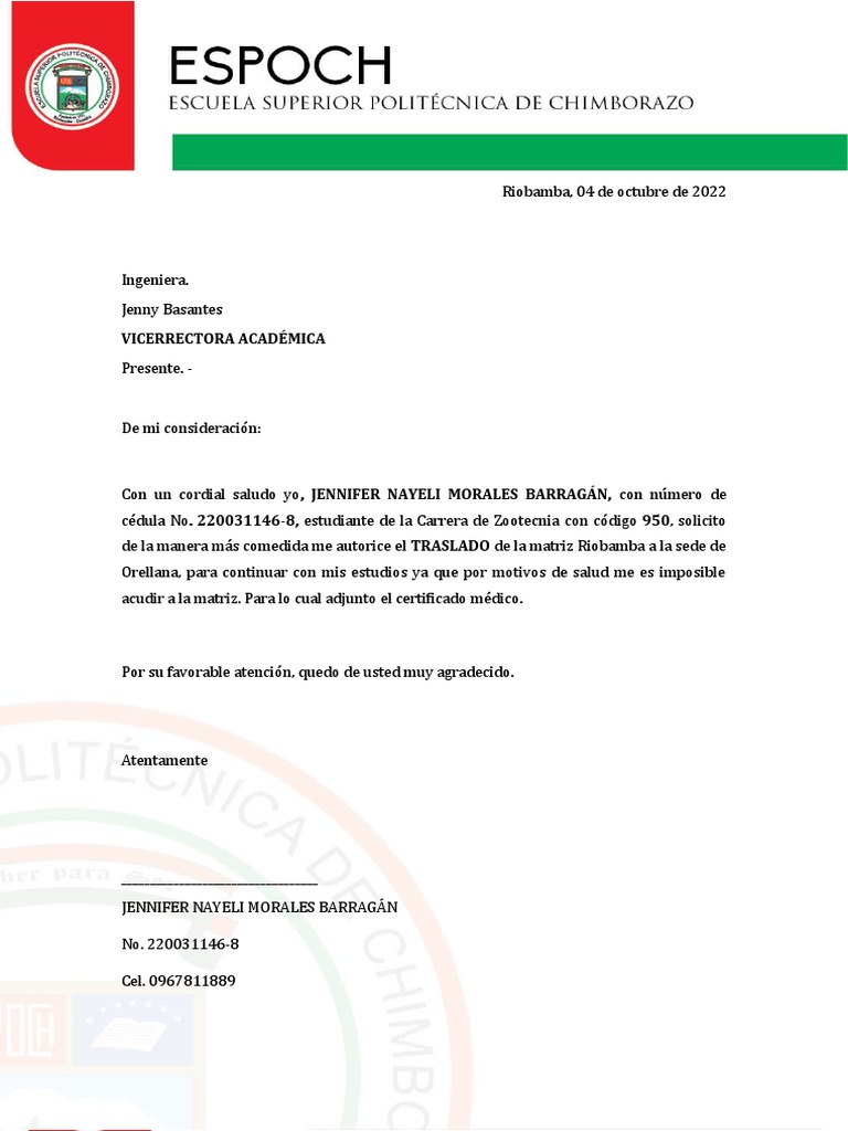 Modelo Oficio Traslado | PDF