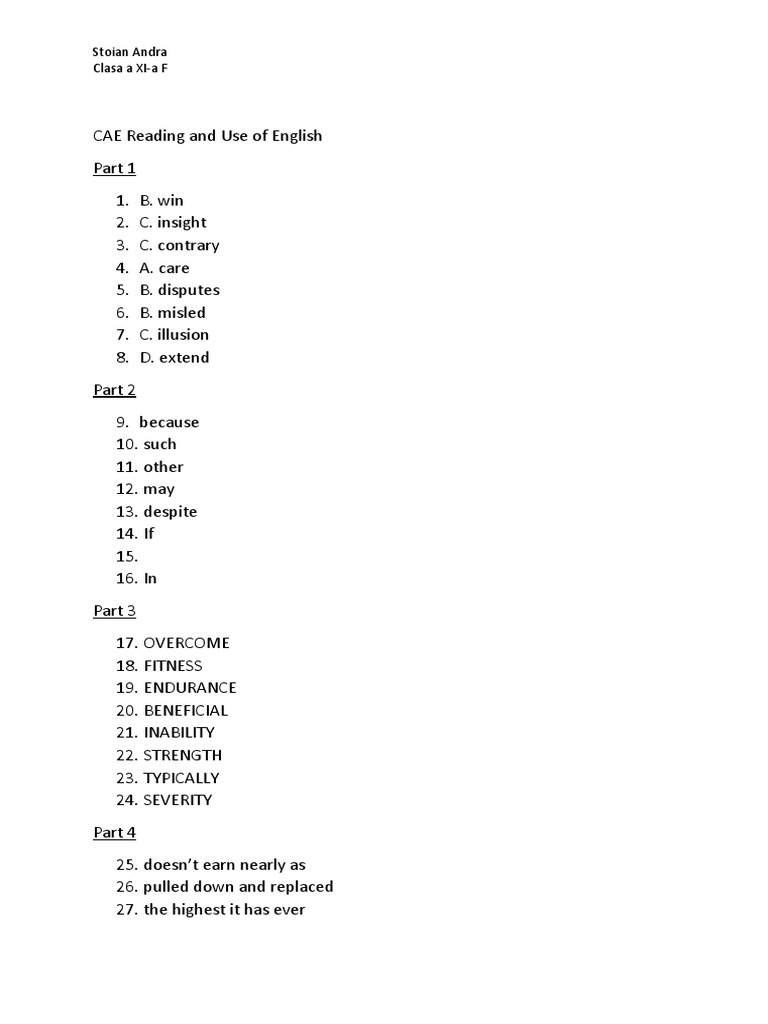 Cae Test Pdf