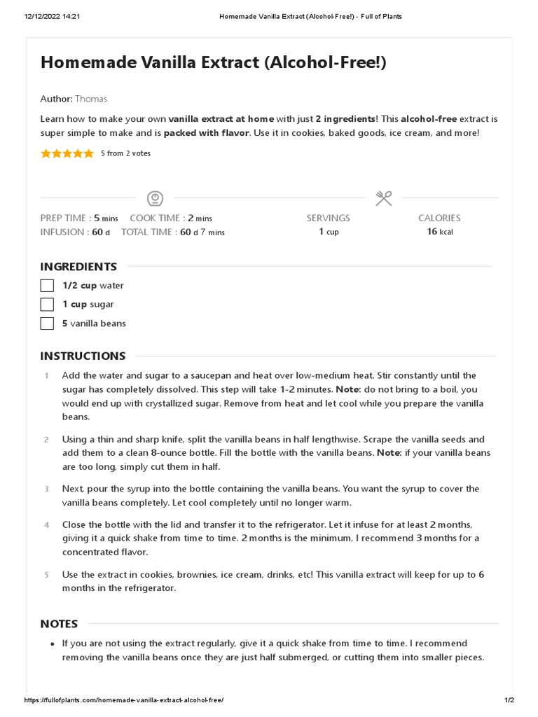Homemade Vanilla Extract | PDF | Vanilla | Diet & Nutrition