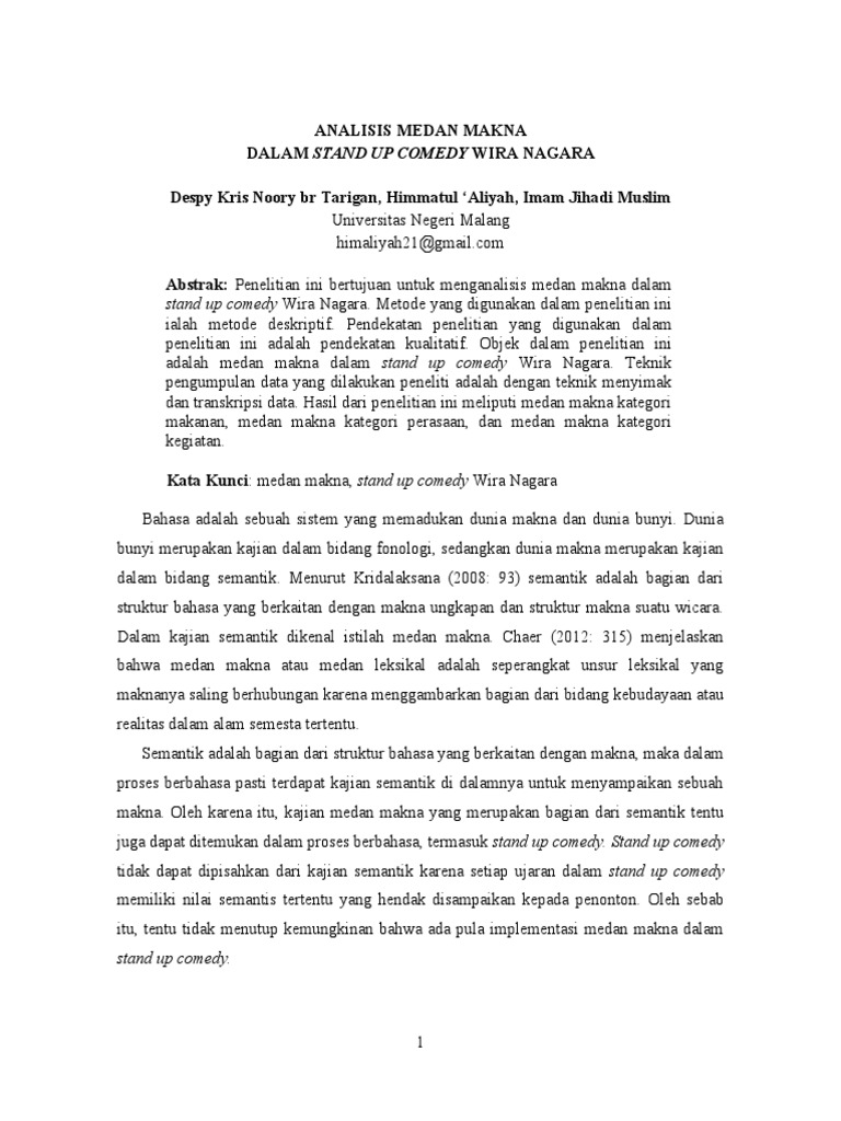 (Artikel) Medan Makna Stand Up Comedy Wira Nagara | PDF