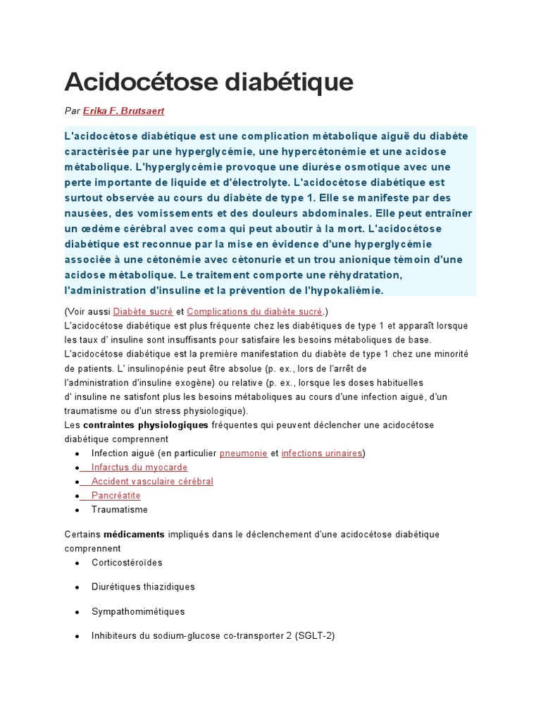 Acido Cetose Diabetique | PDF