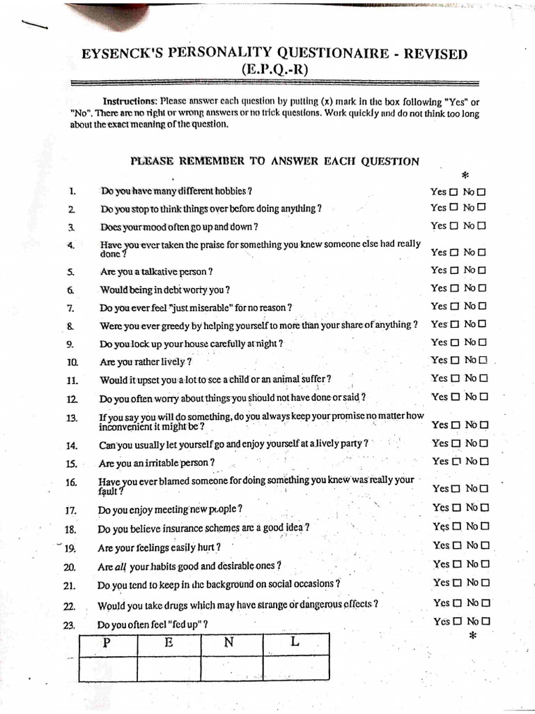 EPQ (R) Administration, Scoring, Interpretation | PDF