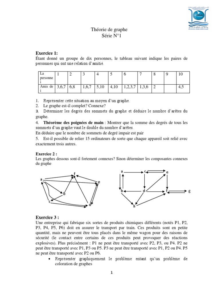 Exercices sur la théorie des graphes | PDF | Théorie des graphes ...