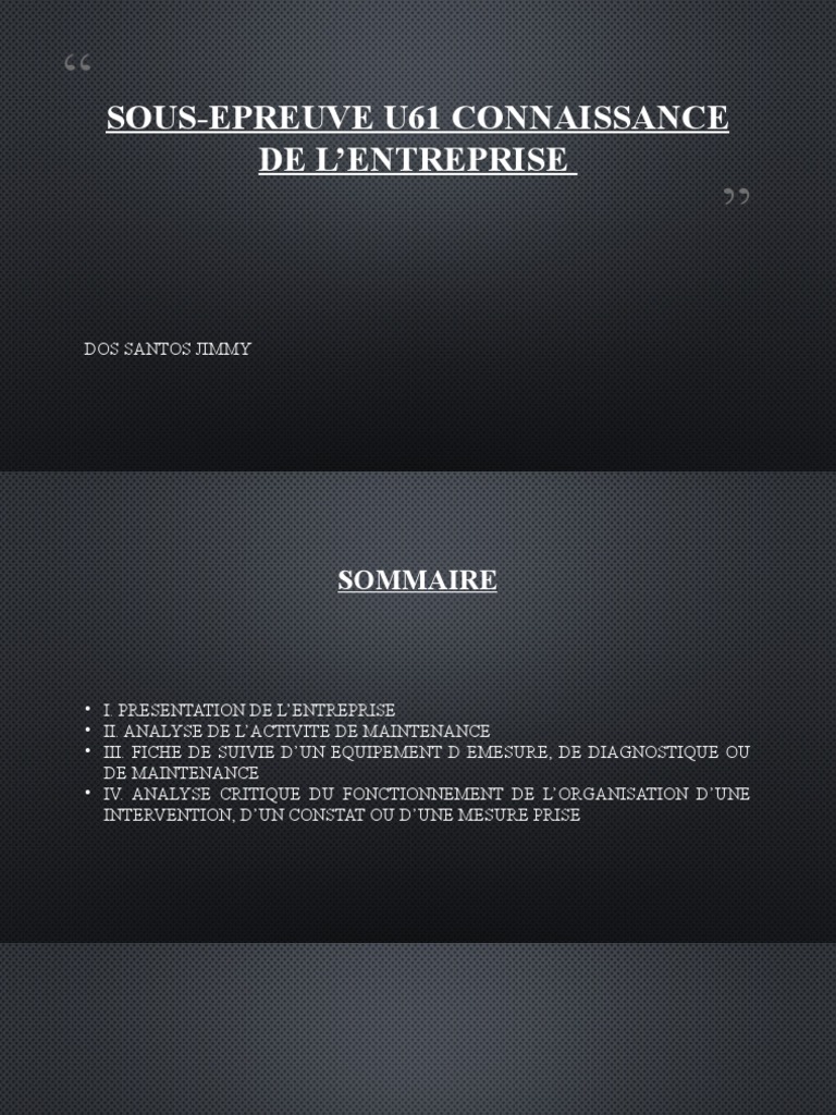 Sous-Epreuve U61 Connaissance de L'entreprise 2 | PDF
