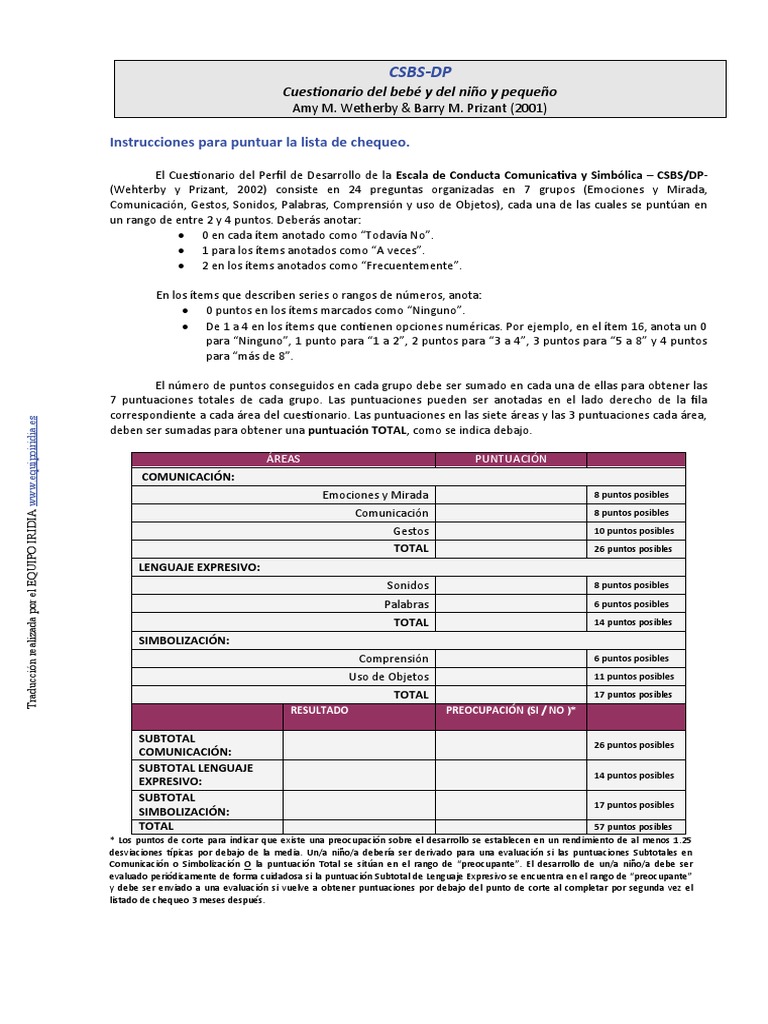 Plantilla CSBS - Correccion | PDF | Espectro autista | Trastorno mental