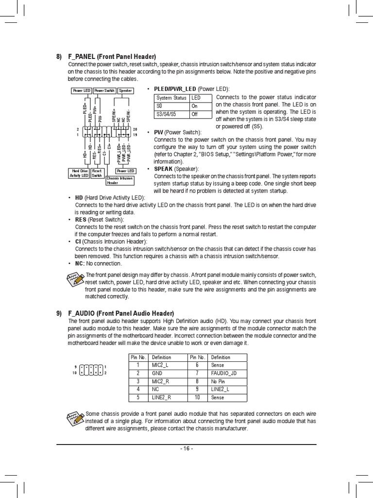 Front Panel Audio & Header Guide | PDF | Computer Architecture ...