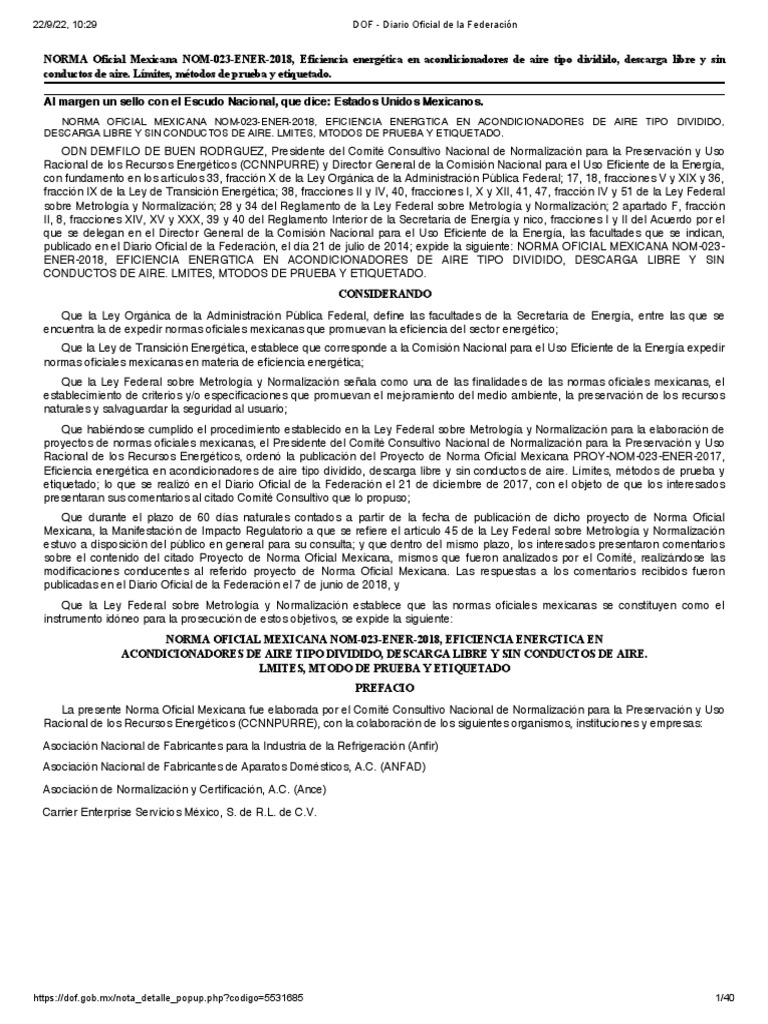 Nom 023 Ener 2018 | PDF