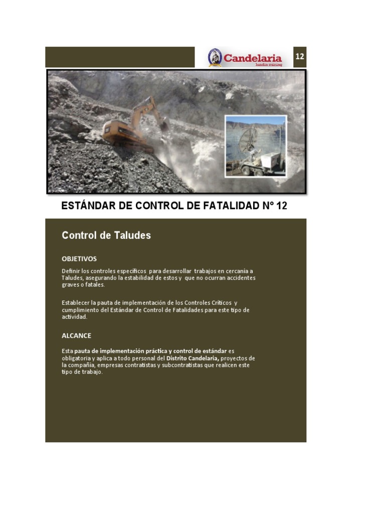 Estándar Control de Taludes #12 | PDF | Minería