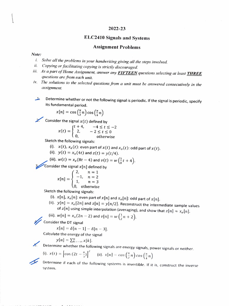 Signal System Assignment | PDF | Computer Science | Mathematics