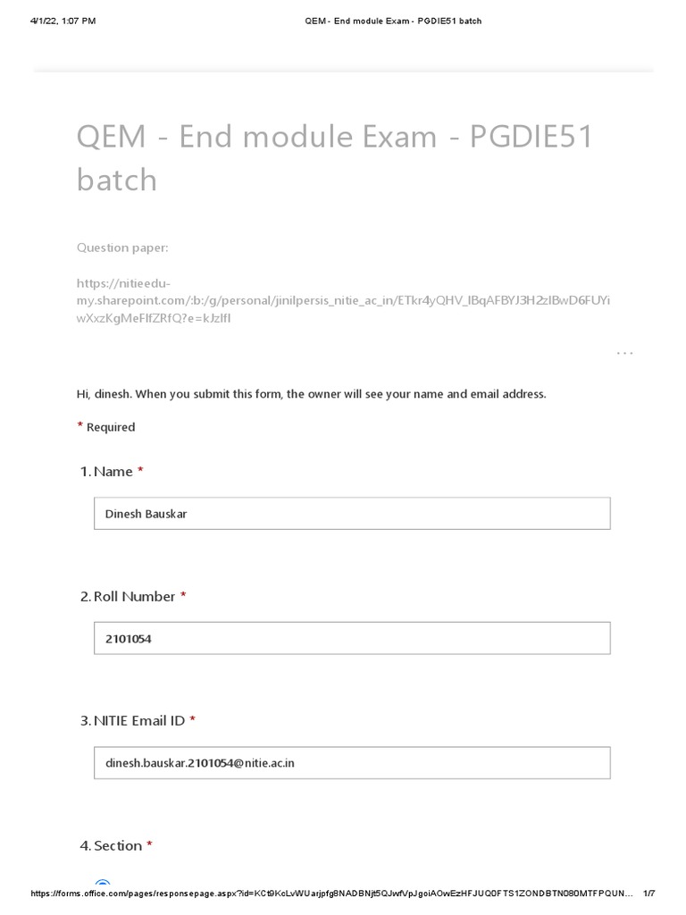 QEM - End Module Exam - PGDIE51 Batch | PDF | Standard Deviation ...