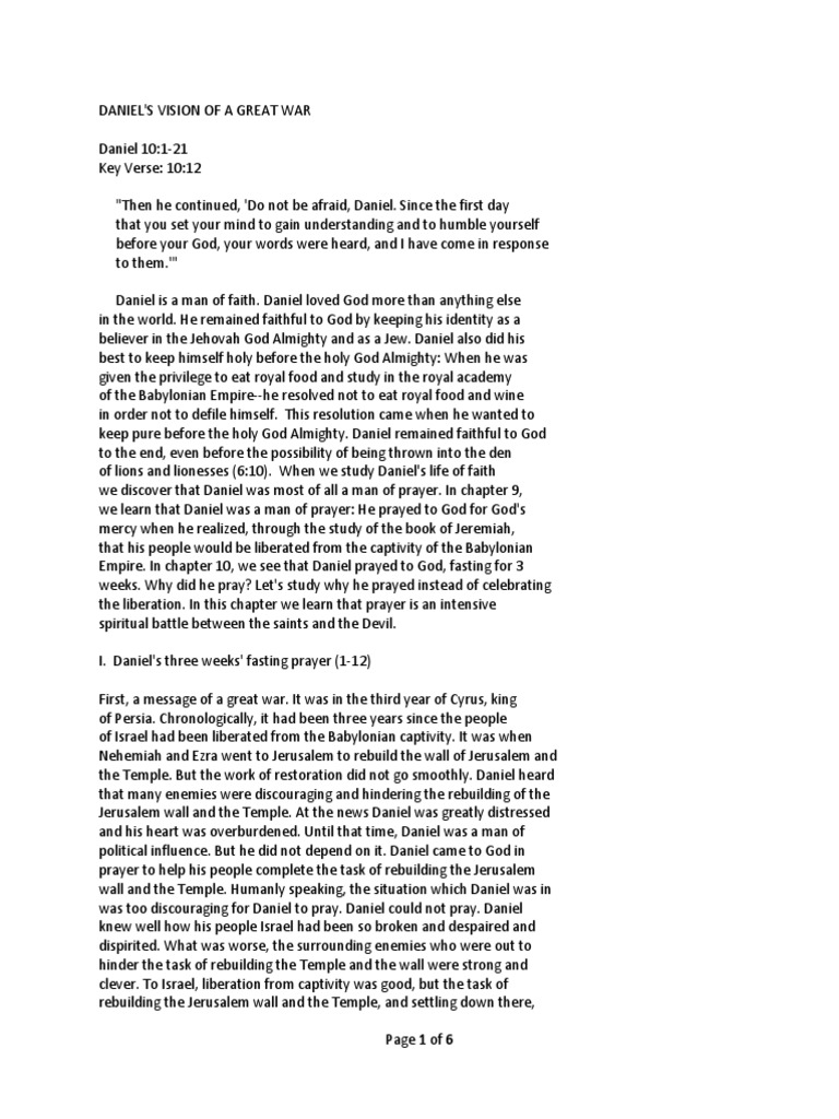 Daniel's Vision of A Great War | PDF | Daniel (Biblical Figure) | Satan