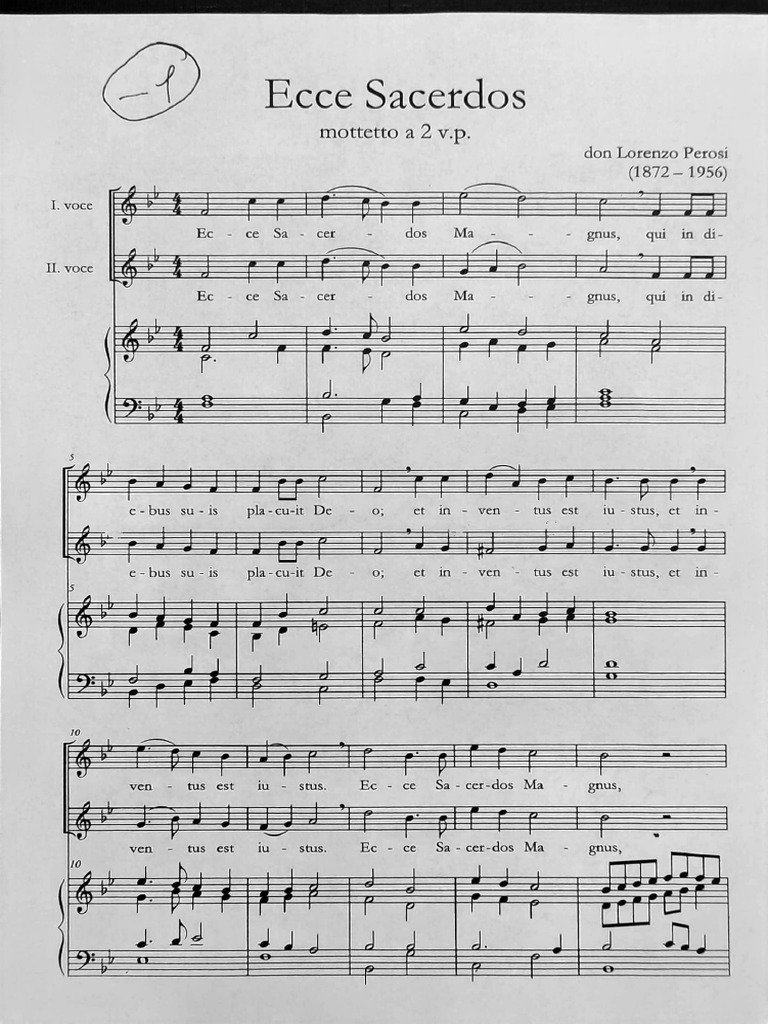 01 Accoglienza Ecce Sacerdos Perosi | PDF