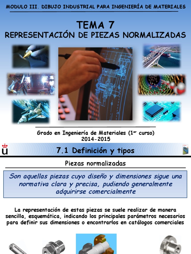 Tema 8. Representación de Piezas Normalizadas | PDF | Tornillo | Remache