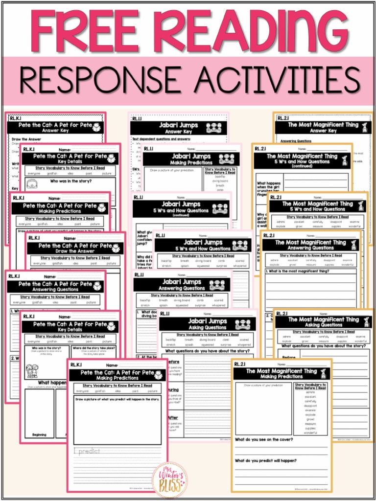 Kindergarten Through Second Grade Reading Response Activities and ...