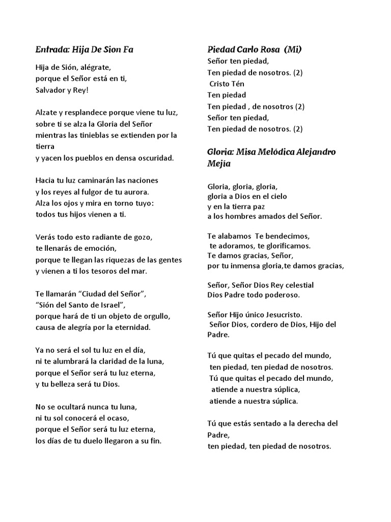 Esquema de Cantos para Misa | PDF | María, madre de Jesús