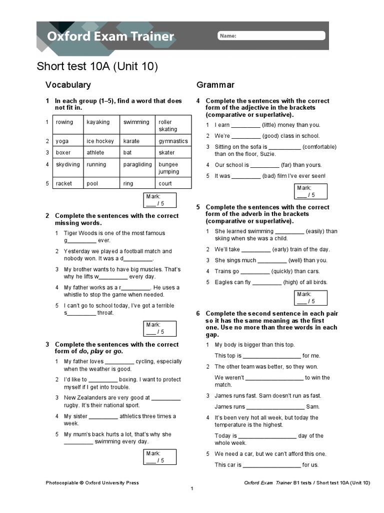 Oet-b1-Tests-ua - OET B1 Tests - Short Tests - OET B1 Short Test Unit ...