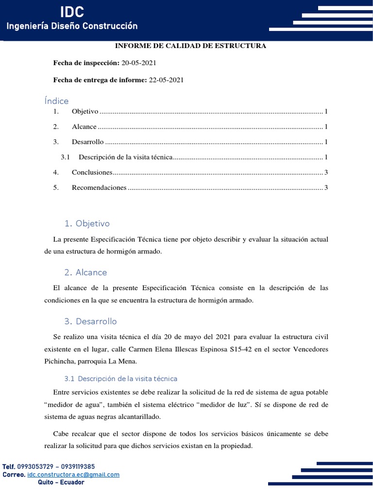 Informe Vencedores de Pichincha | PDF | Hormigón