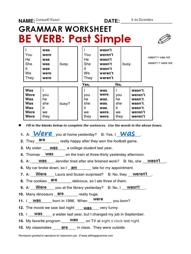 Verb To Be - Past | PDF | Linguistics | Grammar