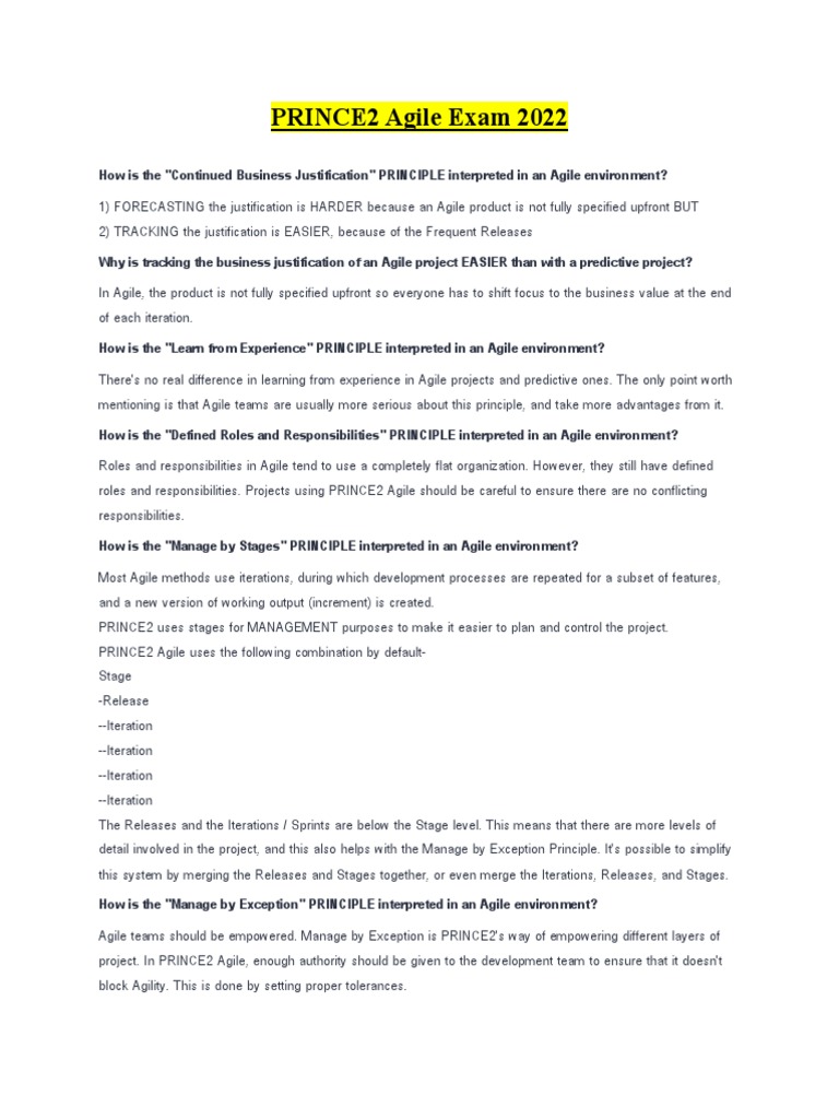 Prince2 Agile Exam 2022 | PDF | Agile Software Development | Scrum (Software Development)