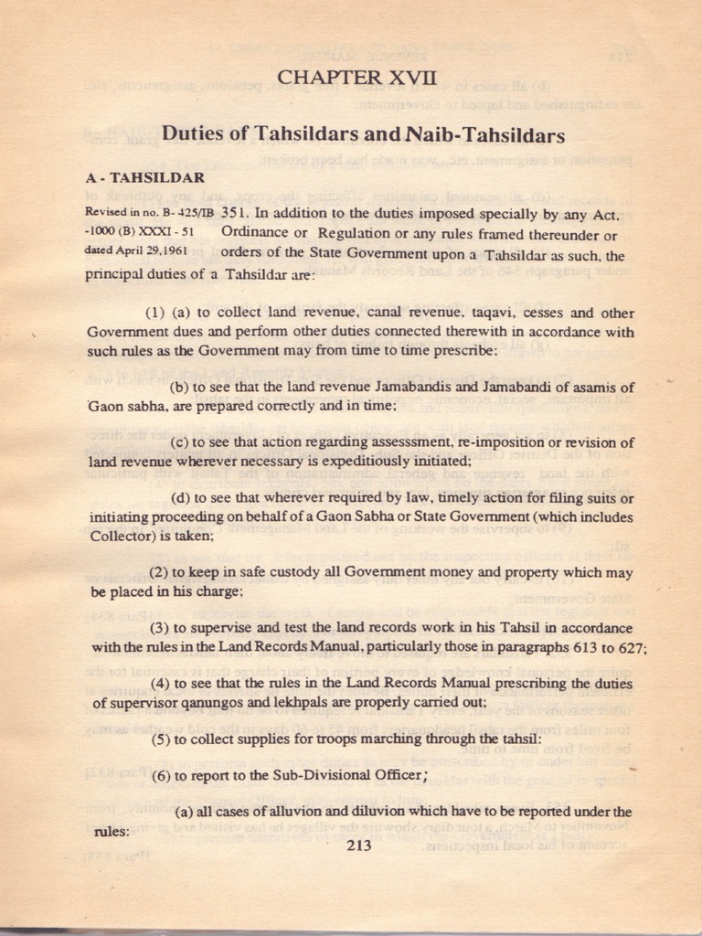 Duties of Tahsildar and Naib Tahsildar | PDF | Government | Justice