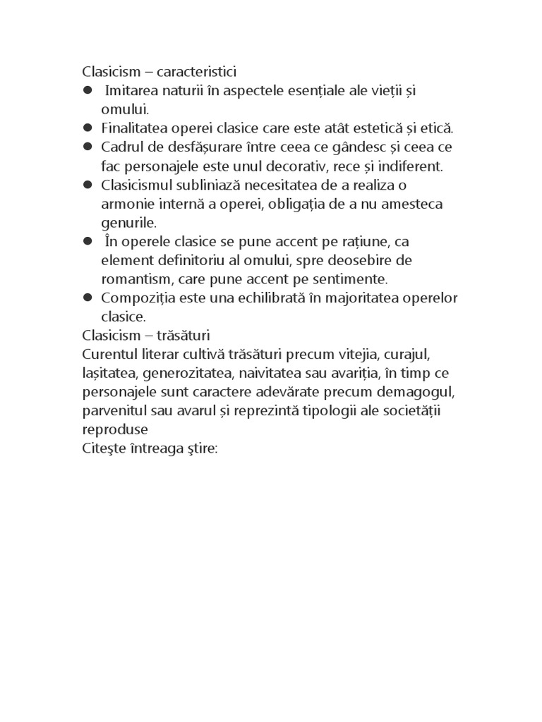 Clasicism - Caracteristici | PDF