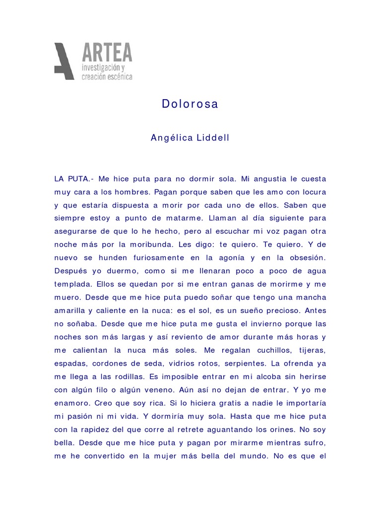 Angelica Liddell Dolorosa PDF | PDF