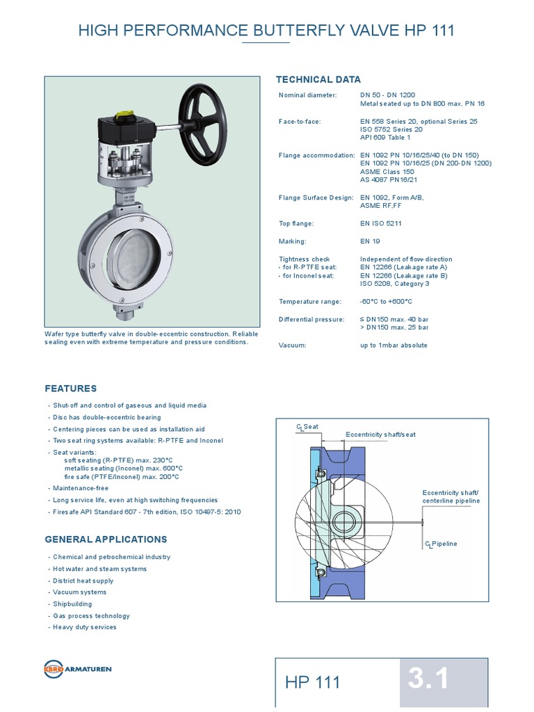 EBRO HP111-K1 High Performance Butterfly Valve | PDF | Valve | Screw