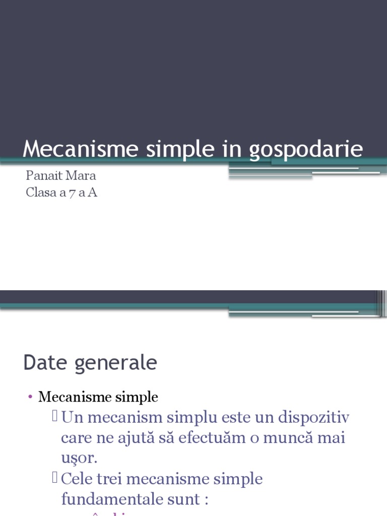 Mecanisme Simple in Gospodarie | PDF