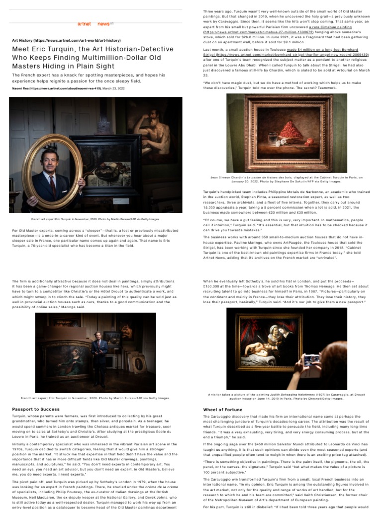Meet Eric Turquin, The Art Historian-Detective Who Keeps Finding ...