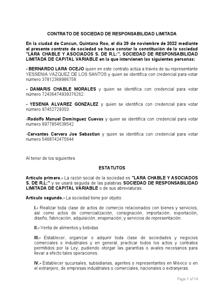 Contrato de Sociedad Limitada-2 | PDF | México | Patentar