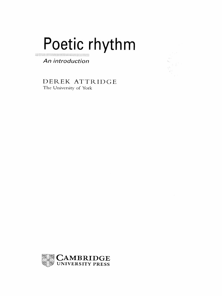 Poetic Rhythm An Introduction Pdf Poetry Metre Poetry
