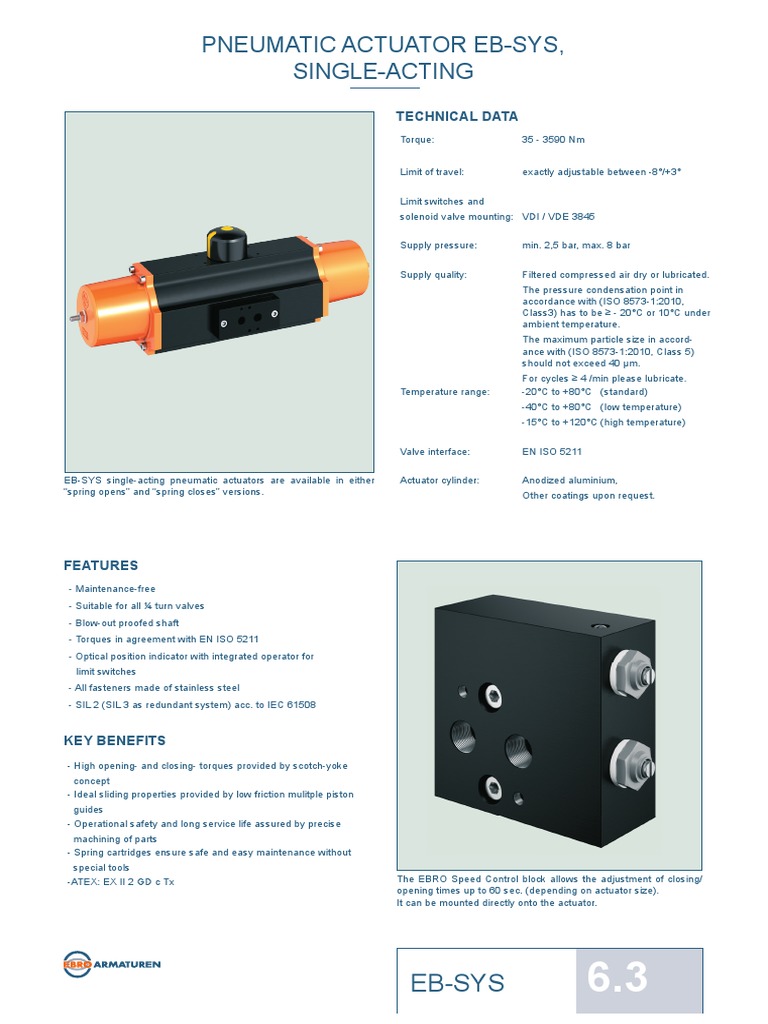 EBRO EB-SYS Spring Return Pneumatic Actuator | PDF | Actuator | Piston