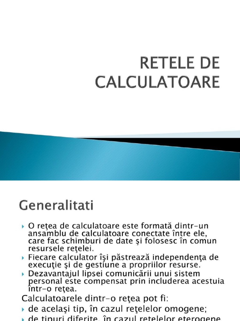 Prezentare Retele de Calculatoare | PDF